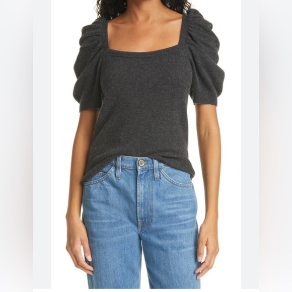 Frame Denim | Sweaters | Frame Square Neck Shirred Sleeve Cashmere ...